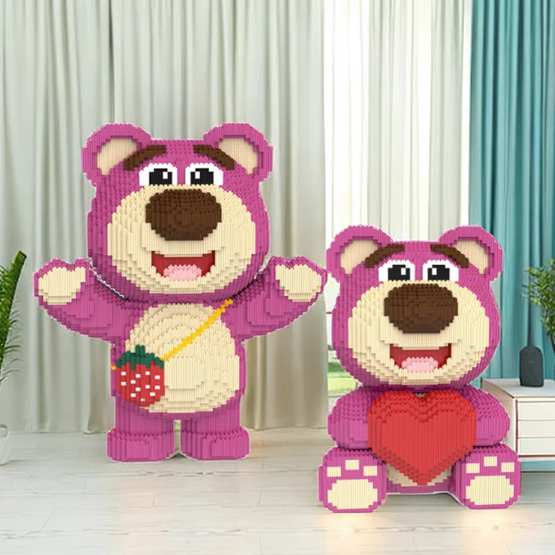 50cm Giant Huge Strawberry Bear Block Assembly Toy Cute Pet Bear Block ...