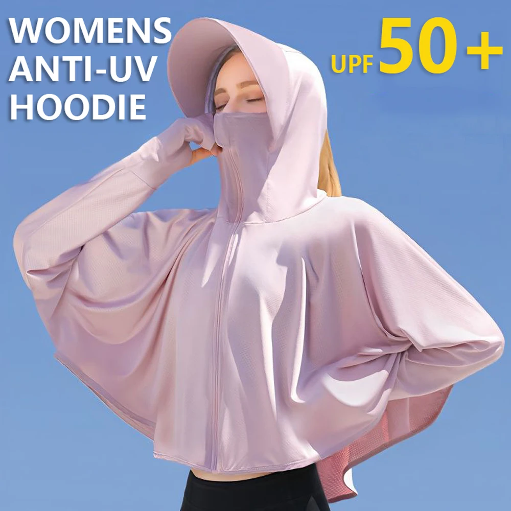 Summer-UPF50-Women-Sunscreen-Hoodie-Long-sleeved-Solid-Color-and-Thin ...