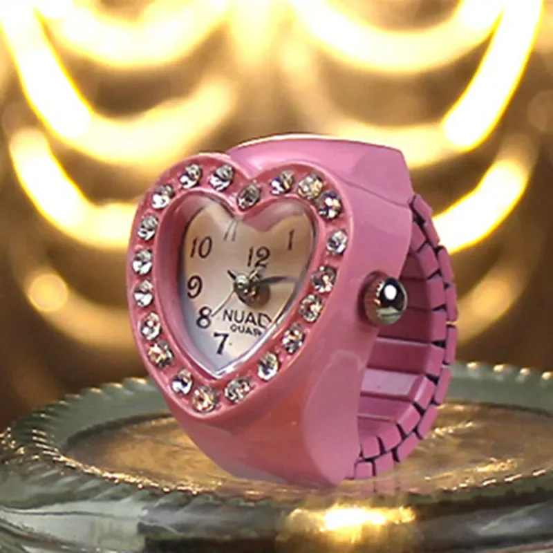 Harajuku-Pink-Heart-Rhinestone-Mini-Finger-Watch-Ring-for-Women-Fun ...