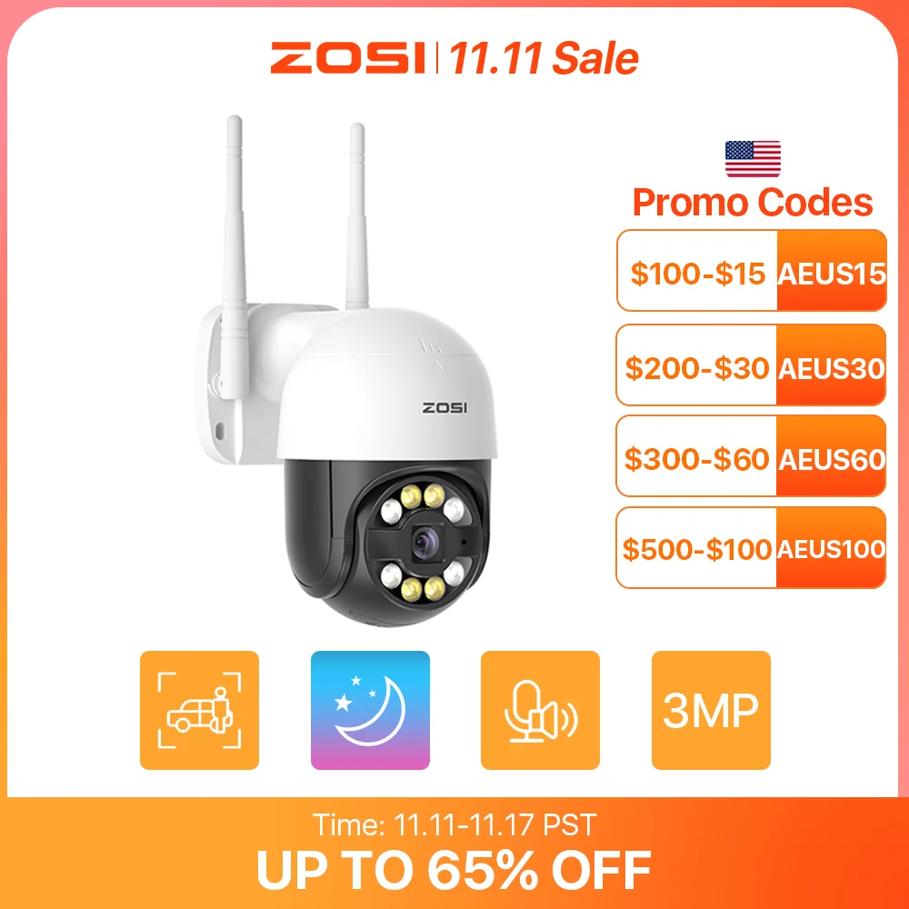 ZOSI-Wifi-PTZ-Camera-2MP-3MP-Starlight-Night-Vison-Surveillance-Outdoor ...