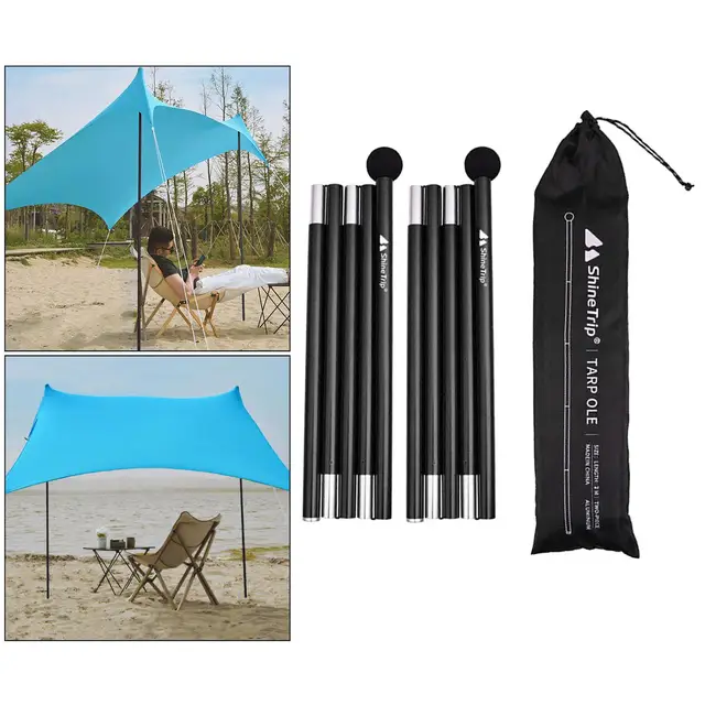 2pcs Telescoping Tarp Poles Tent Rods Adjustable Awning Canopy Tarp ...