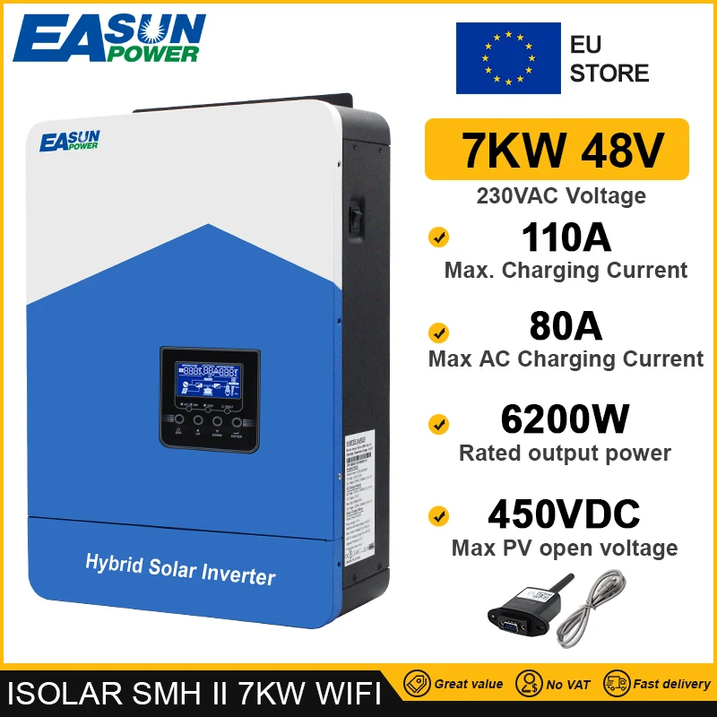 Easun-7KVA-6200W-230VAC-Off-Grid-Inverter-Pure-Sine-Wave-Solar-Charger ...