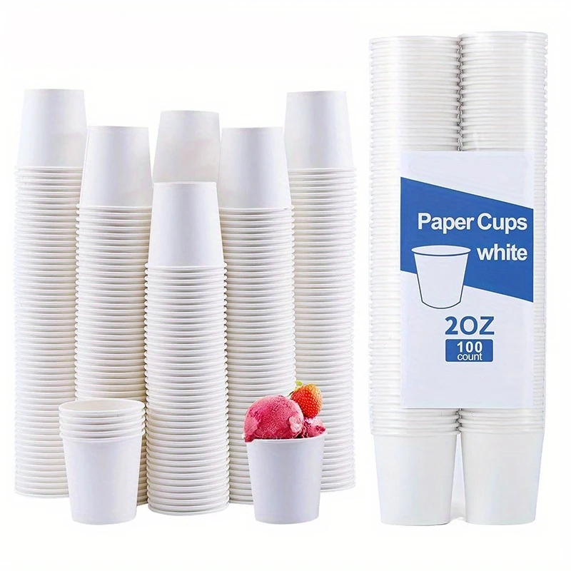 50/100PCS White Disposable Paper Cups Small Durable Bathroom Mouthwash ...
