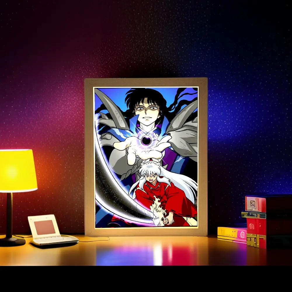 Light-Painting-Photo-Frame-Night-Light-Anime-Figure-Inuyasha-Home-room ...