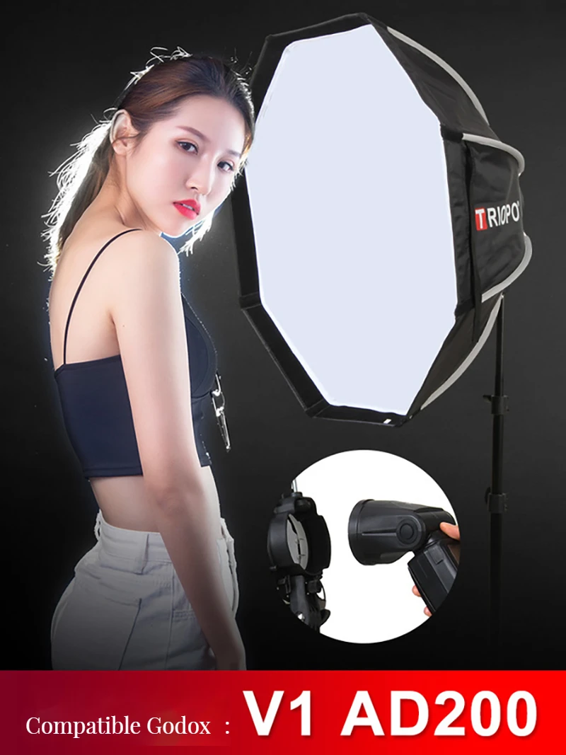 TRIOPO Softbox KX55CM KX 65CM 90CM Octagon Umbrella Caixa De Luz Para Godox AD200 V1 Speedlite ...