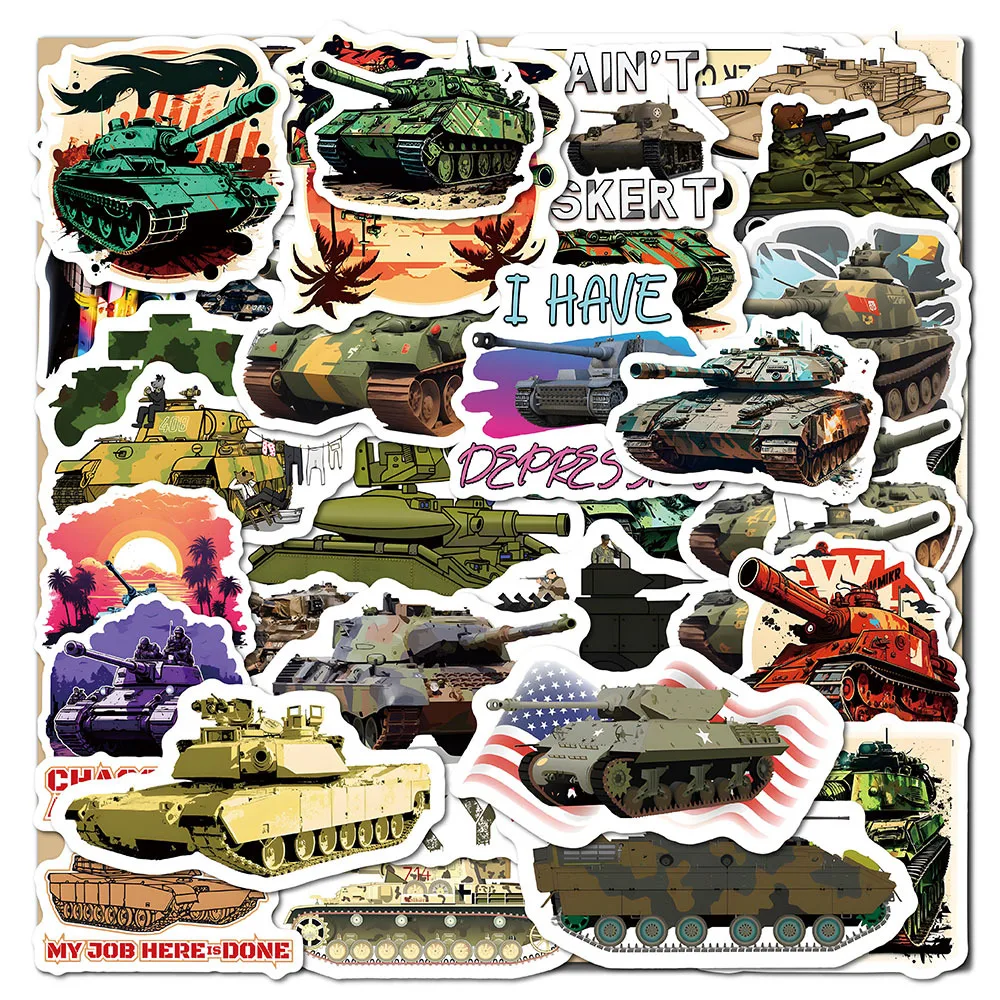 50pcs-Cool-Cartoon-Army-Tanks-Stickers-Waterproof-Graffiti-For-Laptop ...