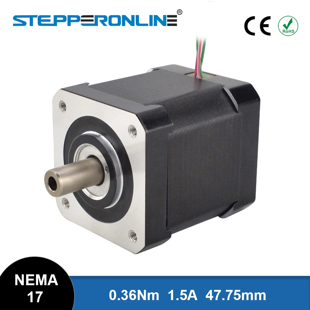 Nema 17 중공 축 스테퍼 모터, 48mm 바이폴라 0.36Nm(42.49oz.in) 1.5A 42 모터 4 리드 DIY ...