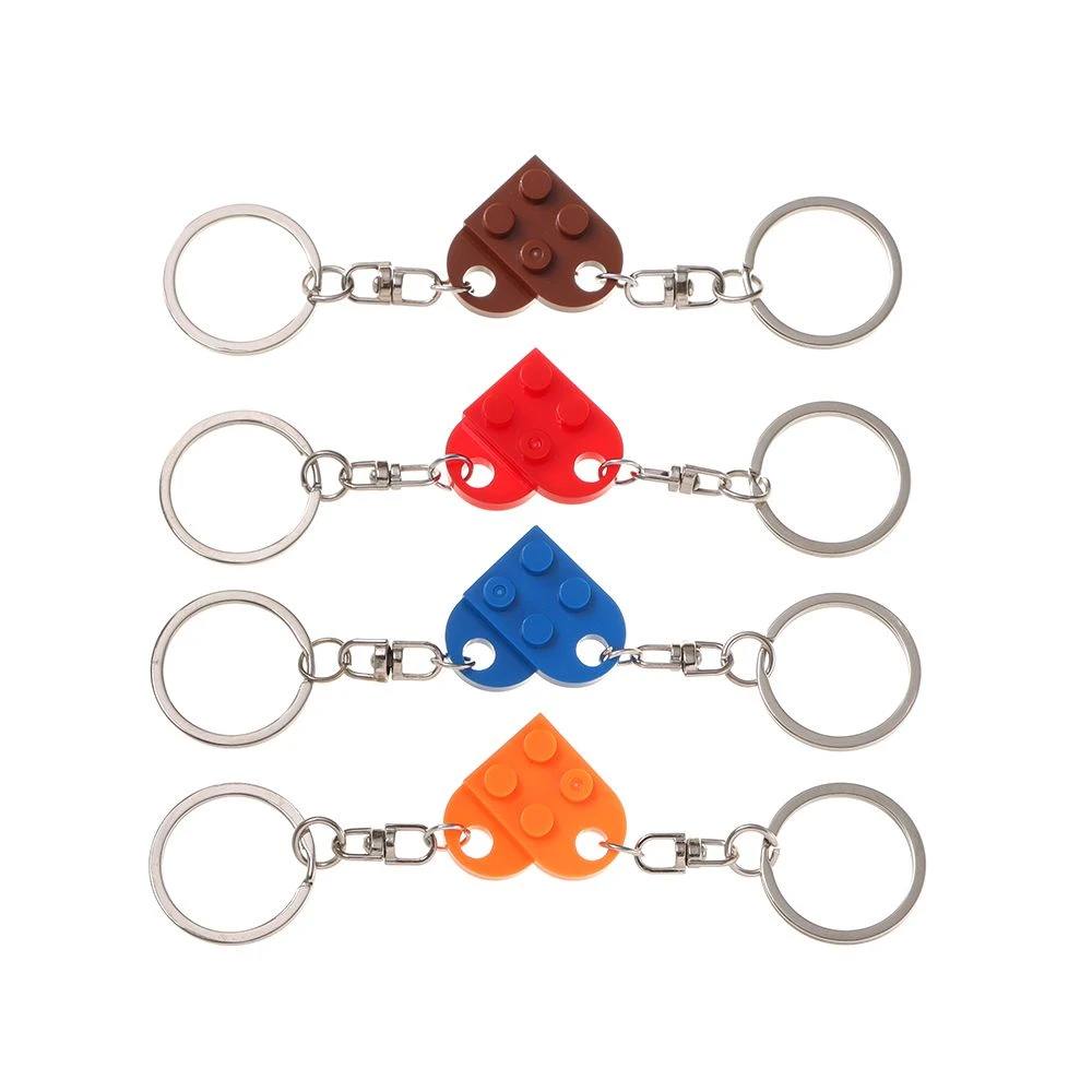 2Pcs Cute Separable Love Heart Building Block Keychains Couples ...
