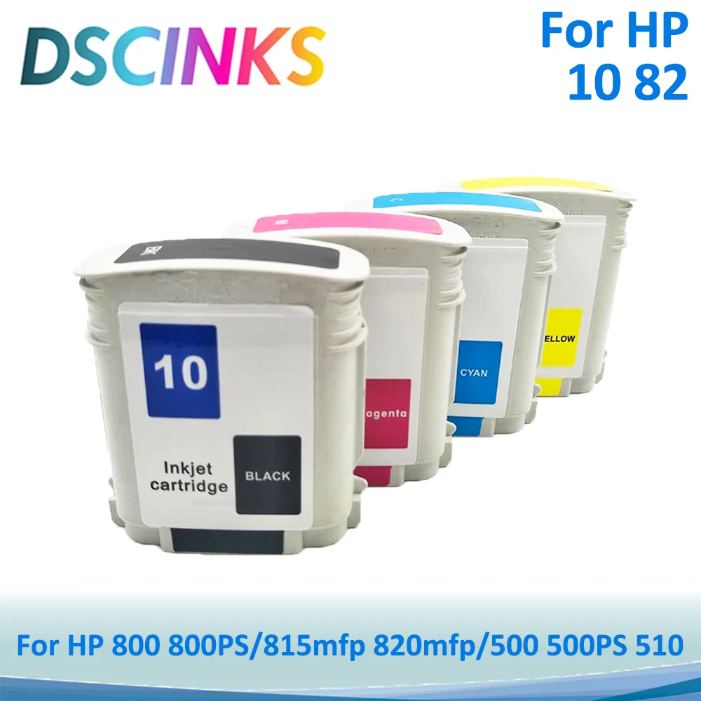 4 pcs 69ml with full ink compatible cartridge for HP 10 82 For HP ...