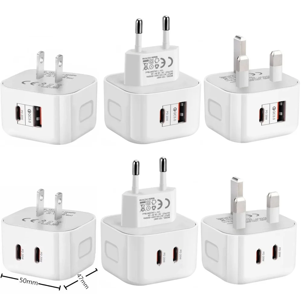 40W-20W-Dual-Ports-USB-C-PD-Wall-Charger-Fast-Quick-Charging-Power ...