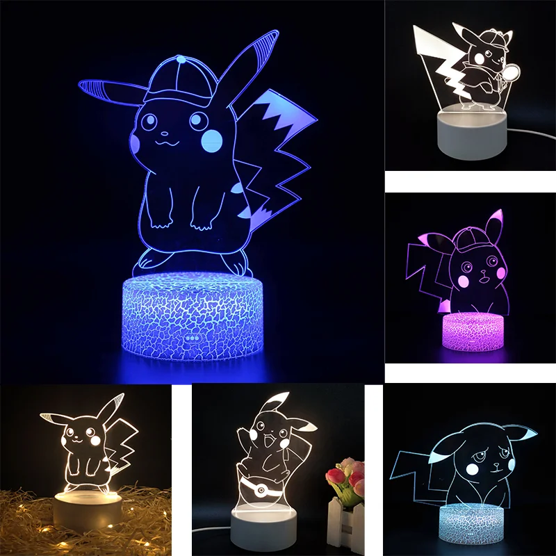 Pokemon Pikachu Anime Characters 3D LED Night Light Children's Bedroom ...