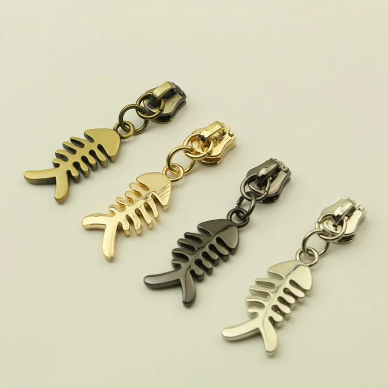 2-10Pcs-Zipper-Slider-Fish-Bone-Metal-Zip-Head-Puller-Lock-Pull-Down ...