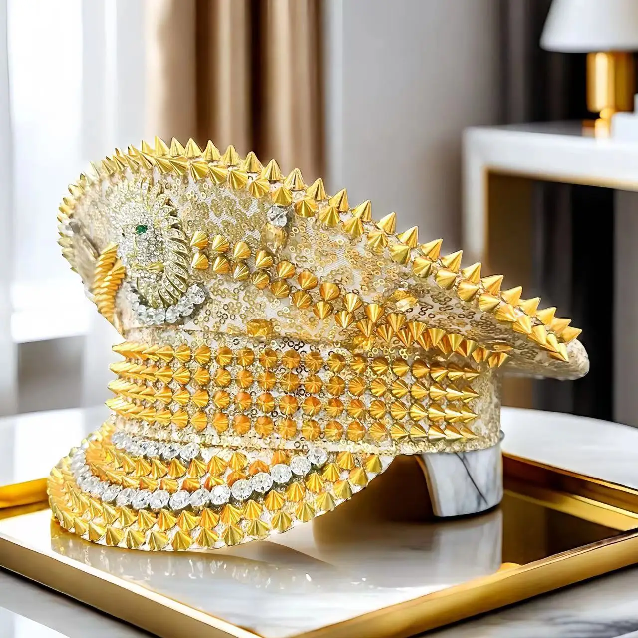 Golden-Lion-Head-Festival-Captain-Hat-Steampunk-Military-Hats-Sergeant ...