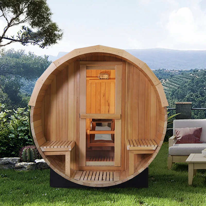 Outdoor-sweat-room-Round-drum-sauna-room-courtyard-Volcanic-stone ...