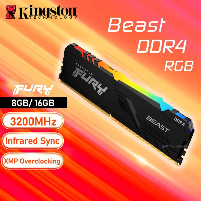 Kingston-FURY-Beast-RGB-Memory-DDR4-8GB-16G-3200MHz-PC-RAM-Memoria ...