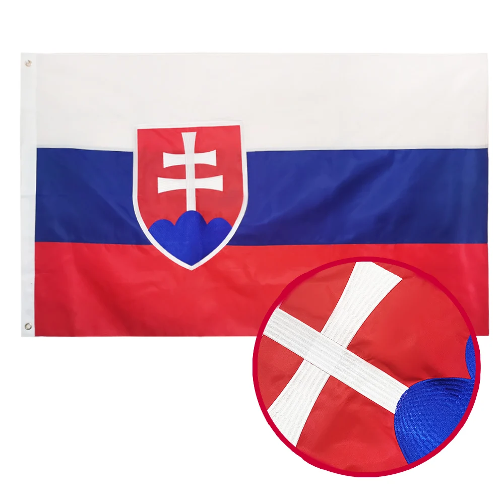 Slovakia Flag 3 x 5 FT Nylon Double-Sided Embroidery Brass Grommets ...
