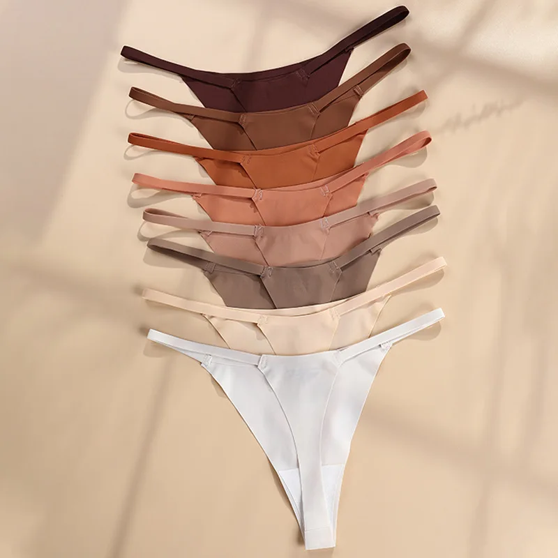 Tangas De Cinto Fino Sem Costura Esportivas Femininas Cintura Baixa Seda Gelo Cuecas De Ioga De
