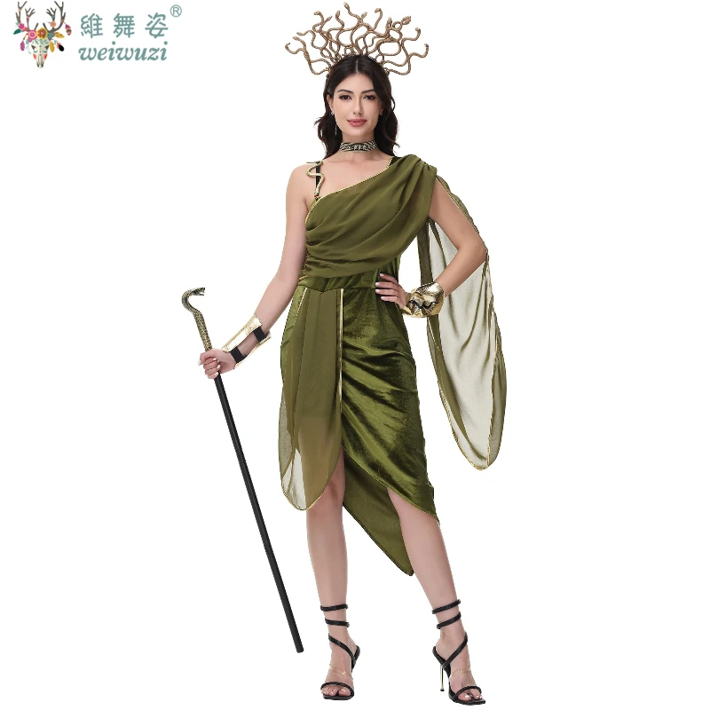 Ancient Egypt Roman Greek Myth Goddess Gorgon Medusa Outfit Green Dress ...