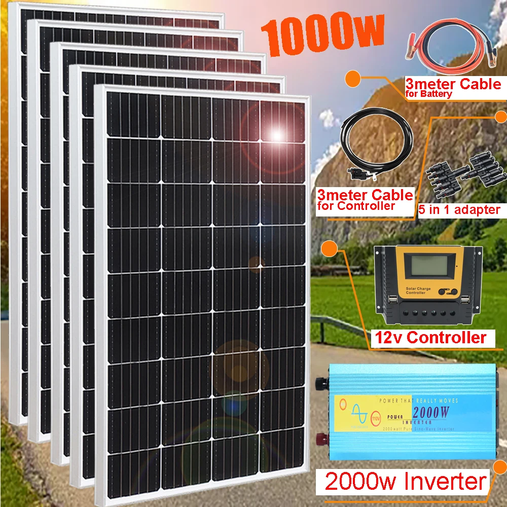 1000w-solar-panel-rigid-kit-complete-12v-battery-charger-photovoltaic ...