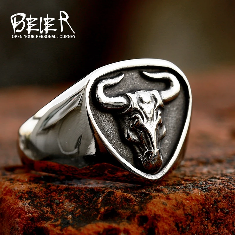 BEIER-2023-Special-Design-Stainless-Steel-Cow-Head-Ring-Heart-Shape ...