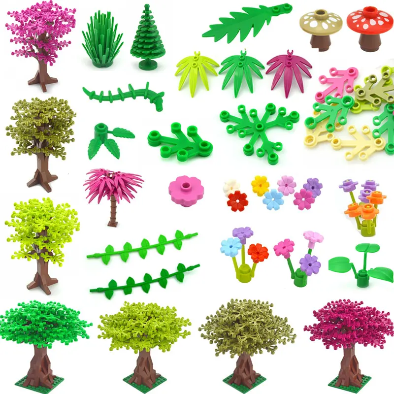 Plants Tree Leaf Flower Mushroom Pine DIY Building Blocks Compatible ...
