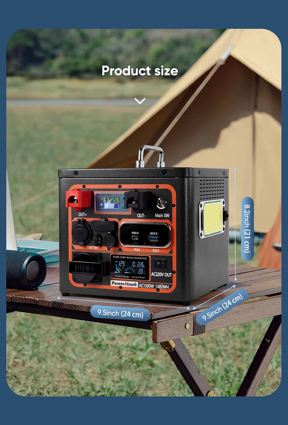 1280Wh-1480Wh-High-power-LiFePO4-battery-Powerbank-220v-portable-AC ...