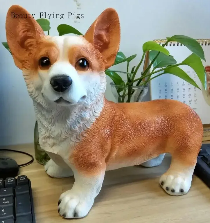 Corgi-Dog-Figurines-Modern-Decoration-Lucky-Resin-Craft-Corgi-Standing ...