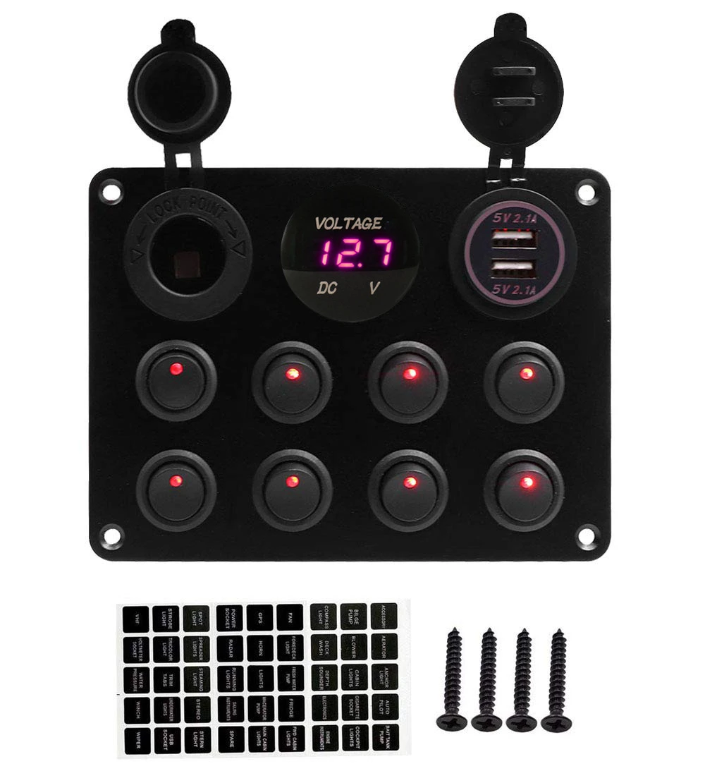 Car Rv Yacht Marine On/off Control Switch Panel Dual Usb Voltmeter ...