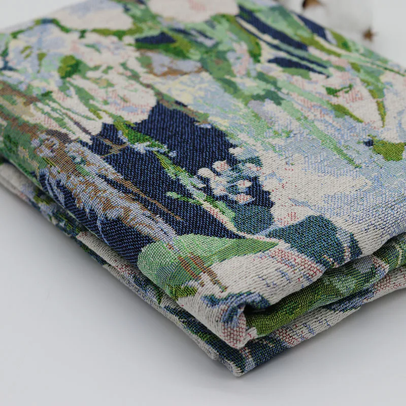 Fresh-Lily-Jacquard-Fabric-Cotton-Linen-Thick-Texture-for-Clothing ...