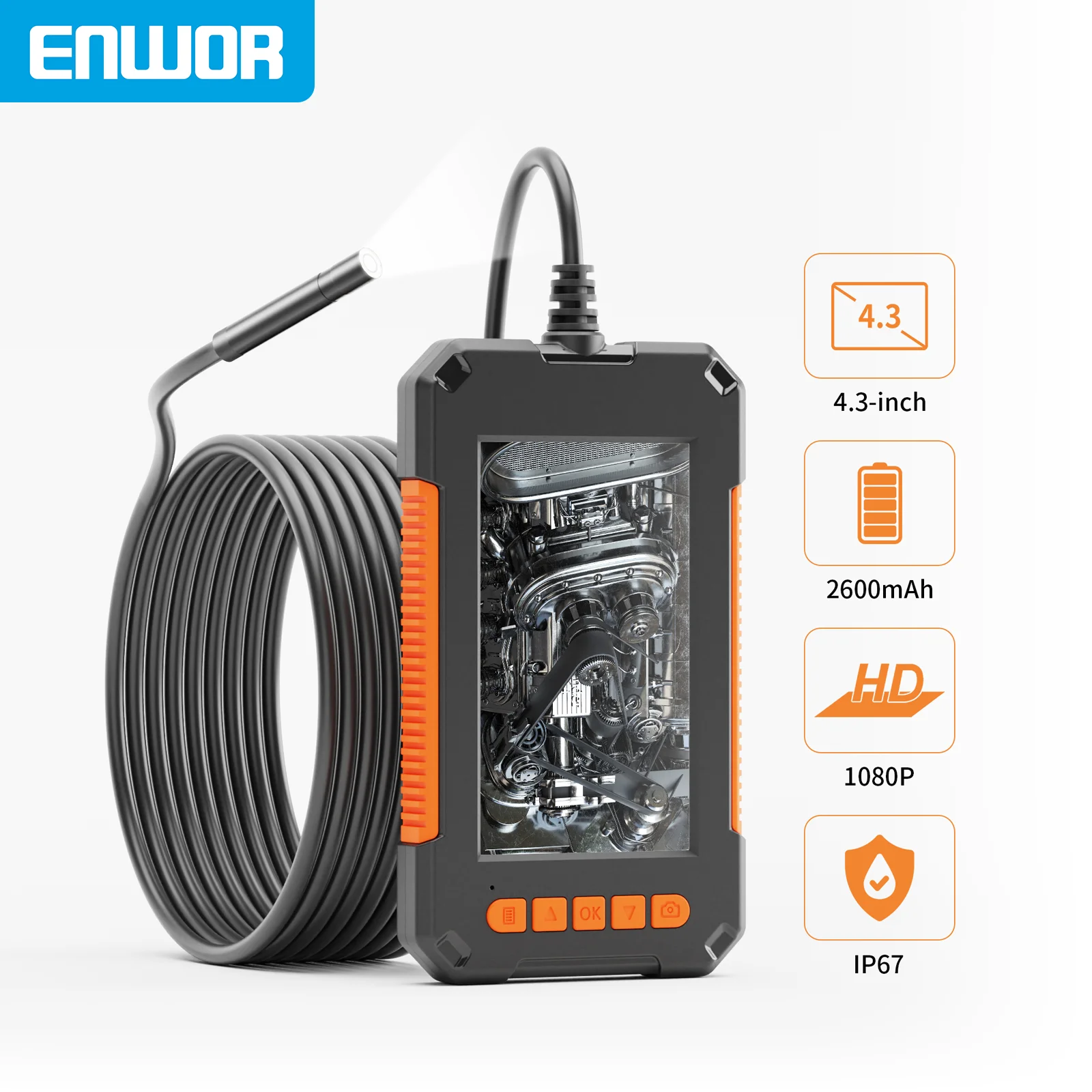 ENWOR Endoscope Camera with 4.3 Inch 3.9mm 8mm Single Lens Industial ...