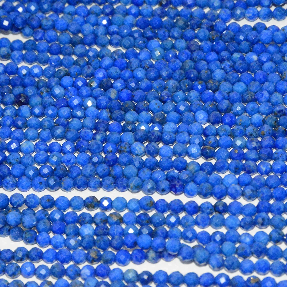 Natural Light Blue Lapis Lazuli Faceted Round Beads 3mm