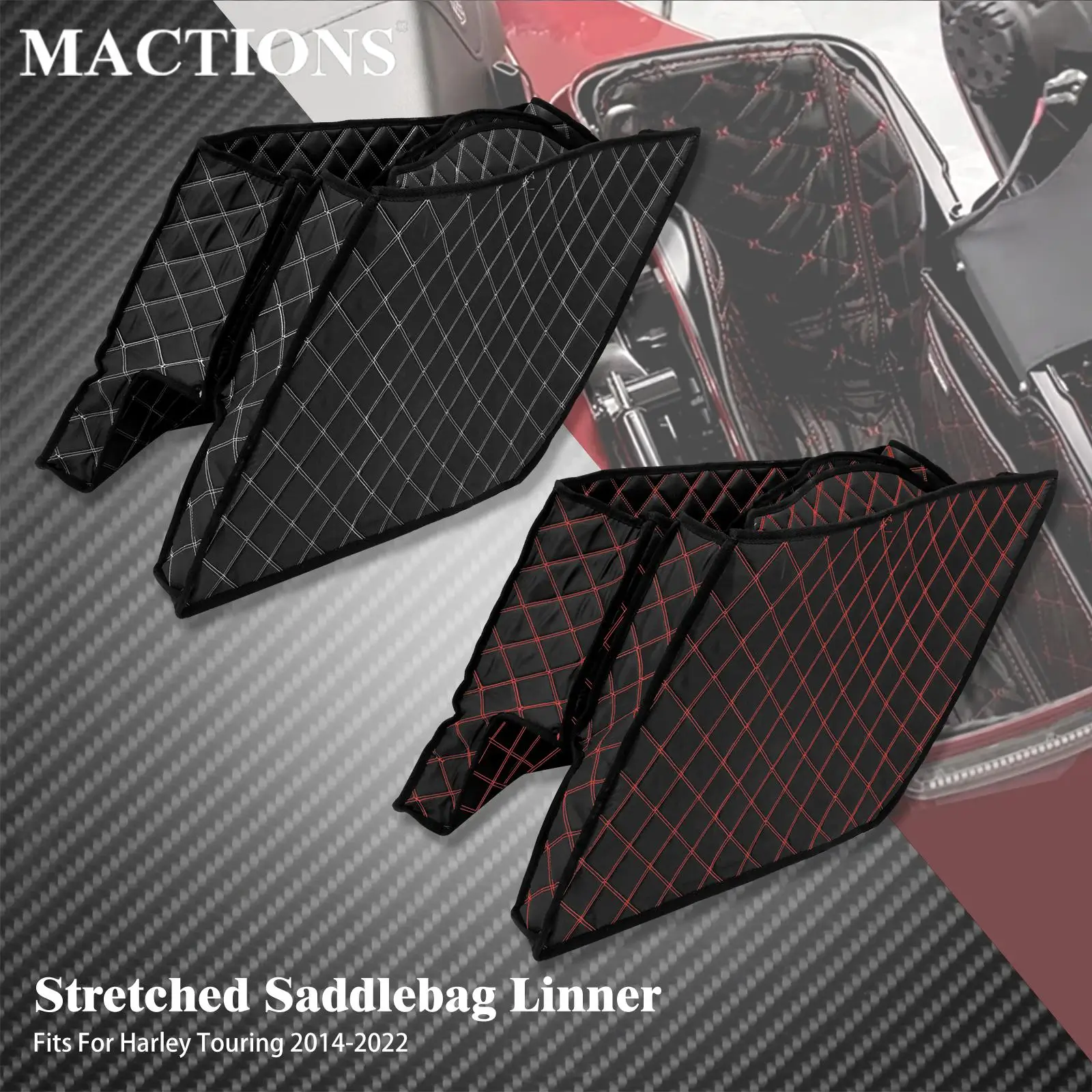 Motorcycle Stretched Saddlebag Insert Carpet Liner Thread Extended Bags ...
