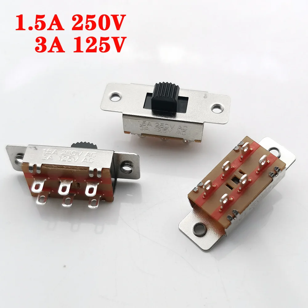 10PCS-Panel-PCB-6-Pin-3-Position-1-5A250V-3A125V-Slide-Switch-ON-OFF ...