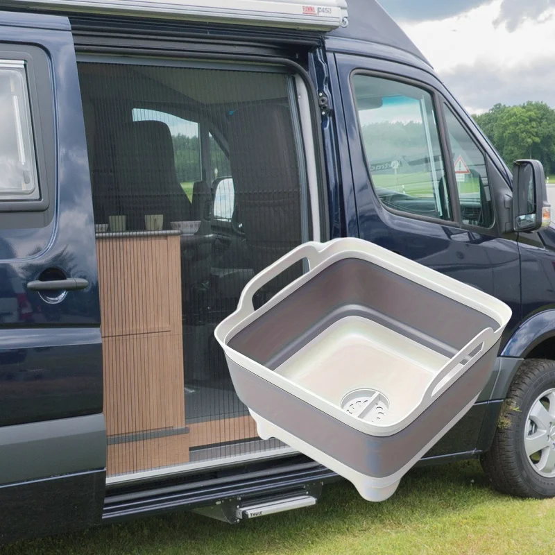 RV Motorhome Silicone Folding Bucket Basin With Drain Plug Multi ...