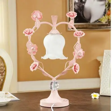 Flor candeeiro de mesa de cabeceira mesa de luz Boemia subiu candeeiro ...