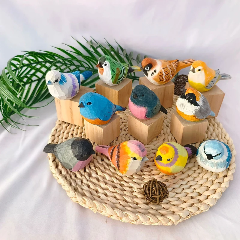 1Pcs-Wooden-Bird-Statue-Hand-Carved-Fat-Chirped-Bird-With-Wood-Chip ...