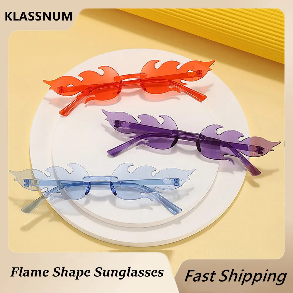 Fshion-Fire-Flame-Sunglasses-for-Women-Trendy-Rimless-Sunglasses ...