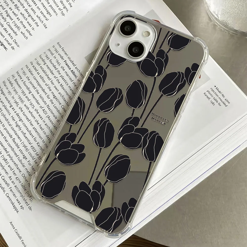 Dark-tulip-mobile-phone-shell-For-iPhone-14-13-11-12-macropore-thin ...