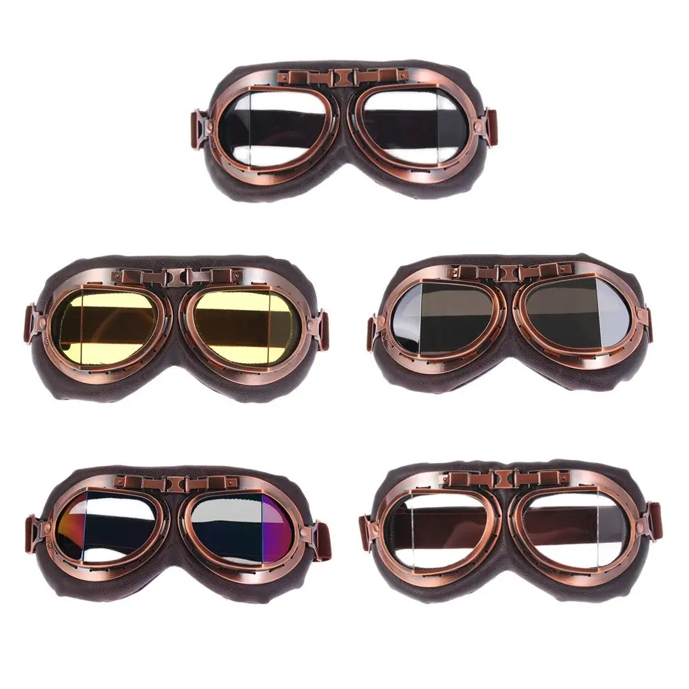 Retro Motorcycle Glasses Cycling Glasses Vintage Pilot Goggles Motor ...