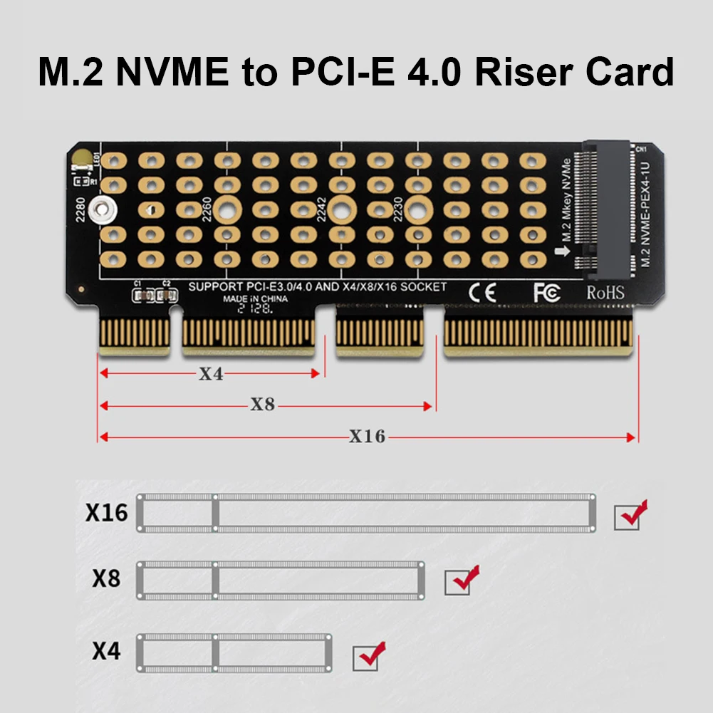 SSD M.2 nvme pci e 4.0 X4 어댑터 PCI Express X4/X8/X16 32Gb 확장 보드 ...