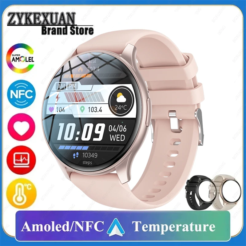 Reloj-inteligente-NFC-AMOLED-para-hombre-y-mujer-Smartwatch-con-term ...