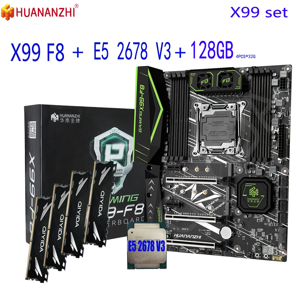 Huananzhi X99 F8 Motherboard Set Ddr4 Lga2011-3 128gb = 32gb * 4pcs ...
