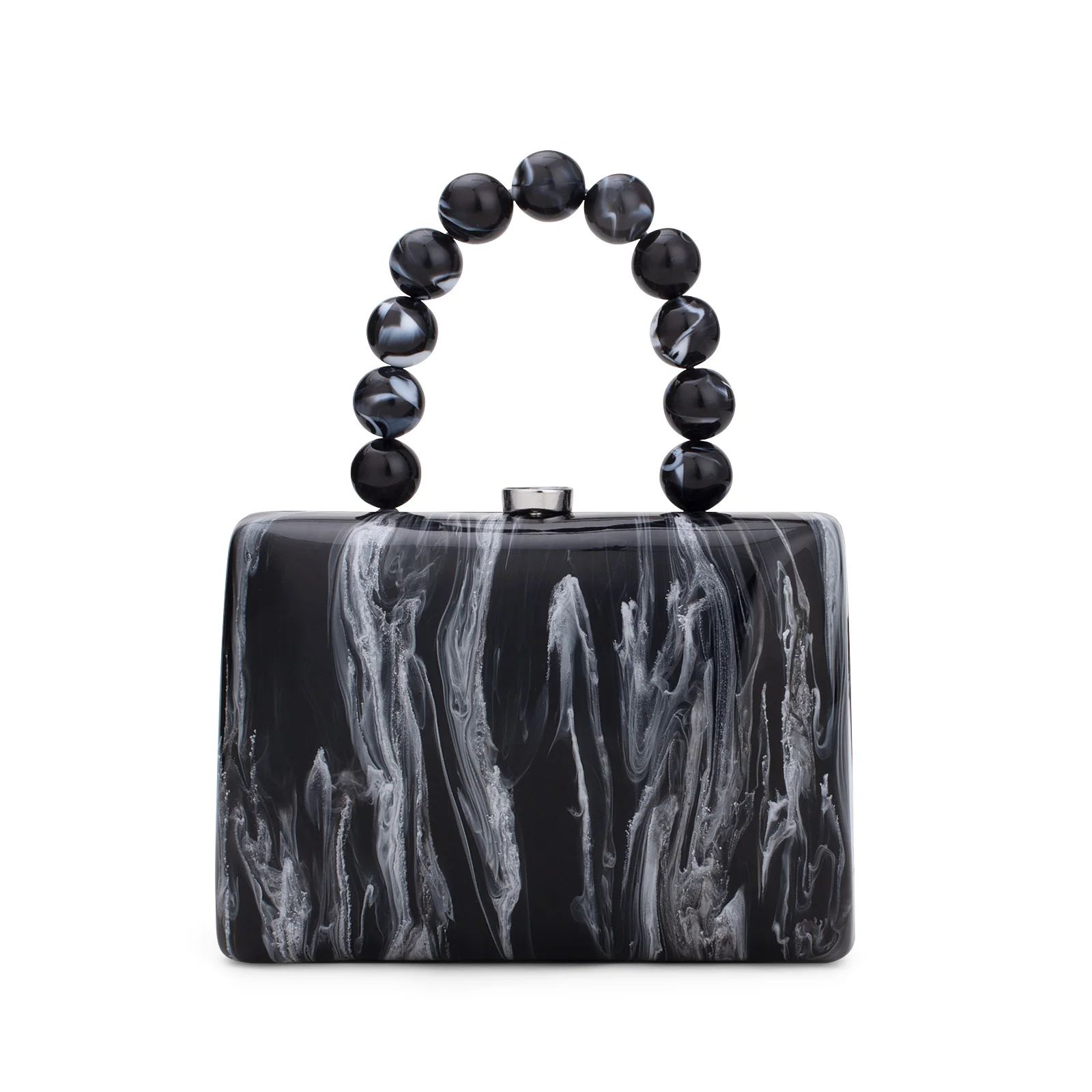 Marble Beaded Top Handle Handbag Purse Fashion Acrylic Box Bag Women ...