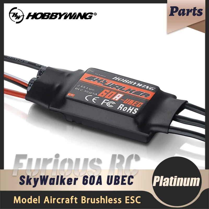HOBBYWING 스카이워커 60A UBEC RC 리모컨 모델 항공기, 브러시리스 ESC 고정익 헬리콥터 비행기