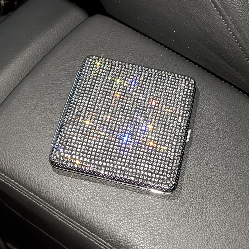 Portable Luxury Rhinestone Diamond Cigarette Case For 20 Cigarettes ...