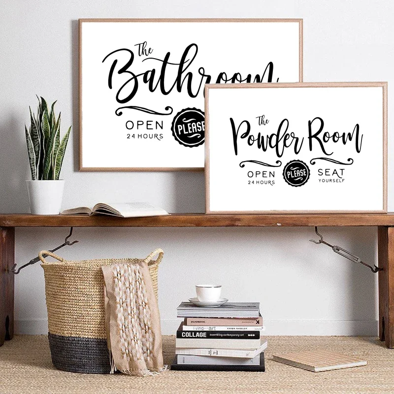 Bathroom Sign Prints Wall Art Canvas Painting Poster Farmhouse Hotel ...