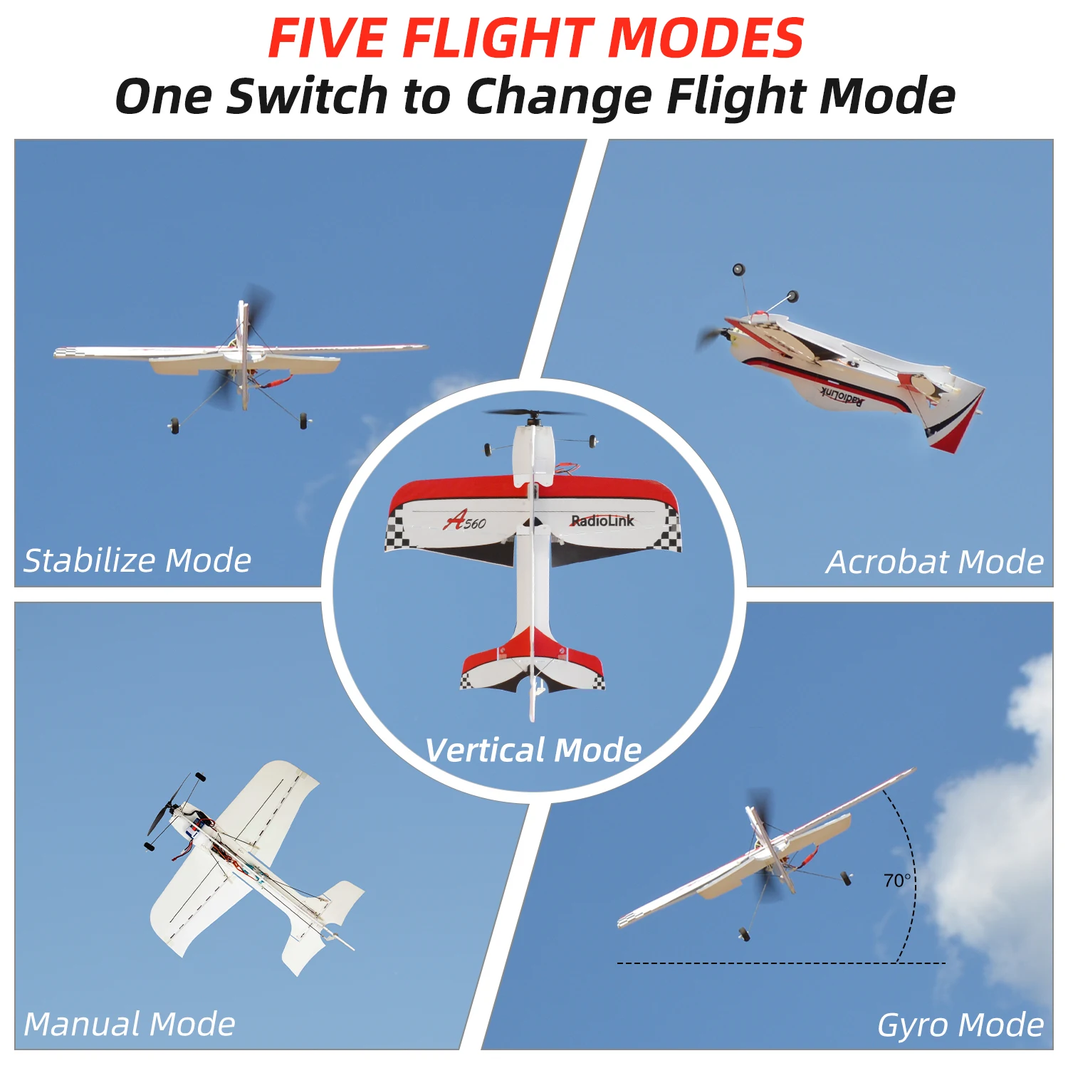 Radiolink A560 3d Fixed Wing Airplane Multiple Flight Modes Long Range ...