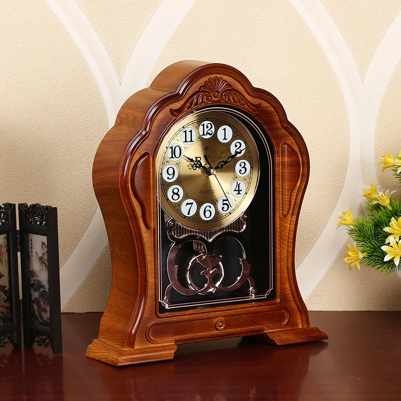 European-Style-Retro-Living-Room-Household-Clock-Imitation-Solid-Wood ...