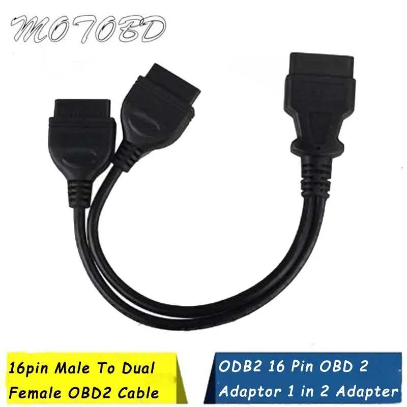 Dual-Female-Y-Splitter-Straight-16Pin-OBD-2-Extender-ODB-OBD2-Cable-16 ...