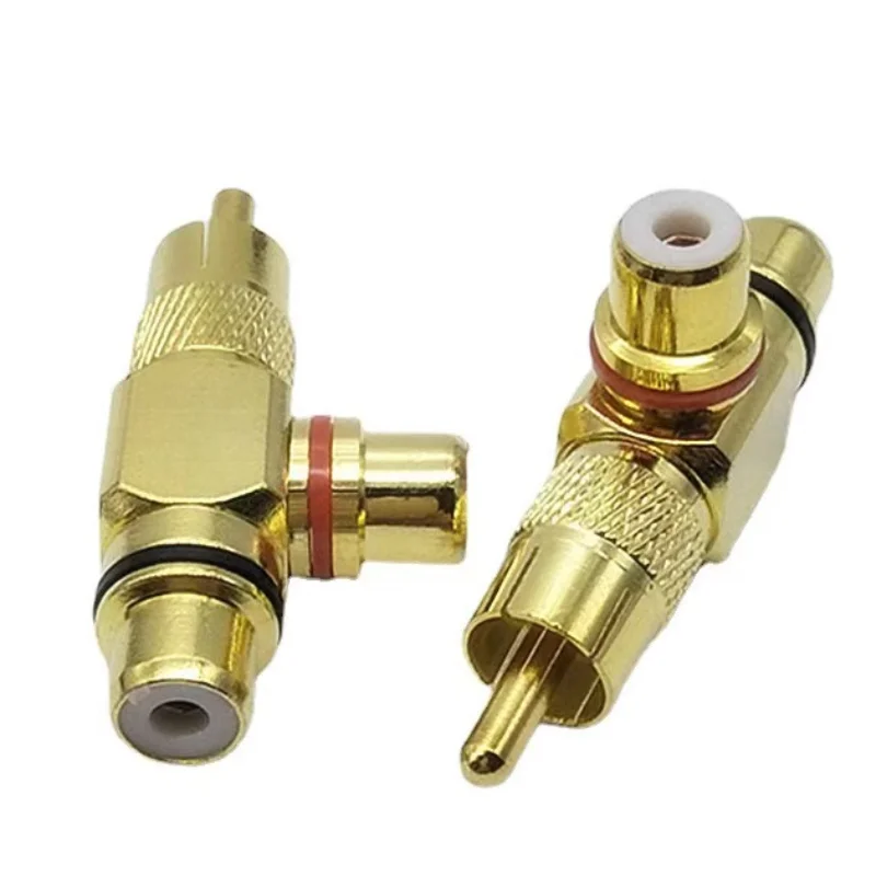 1pcs Gold-plated all-copper audio tee adapter RCA one-two Lotus ...